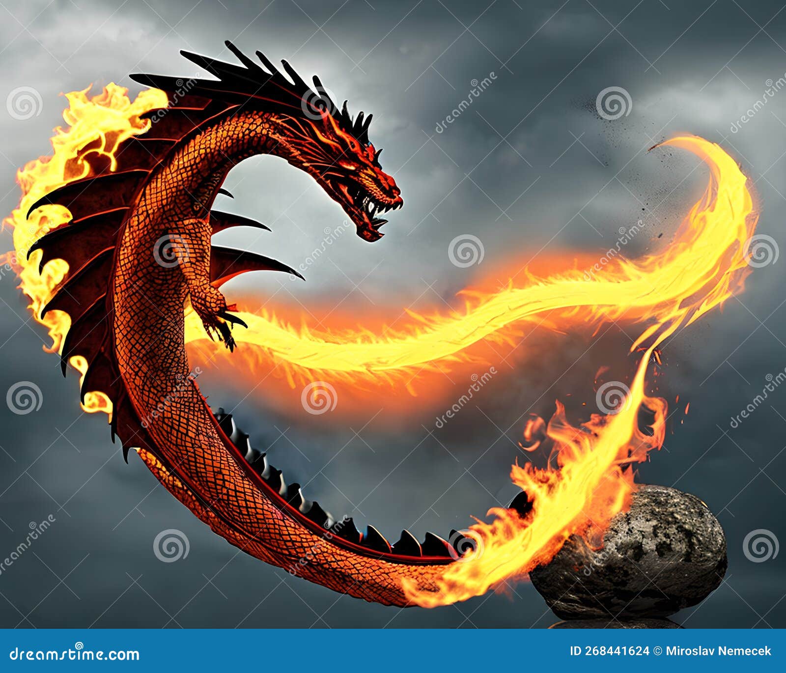 Dragon of Fire, Generative AI Illustration Stock Illustration ...
