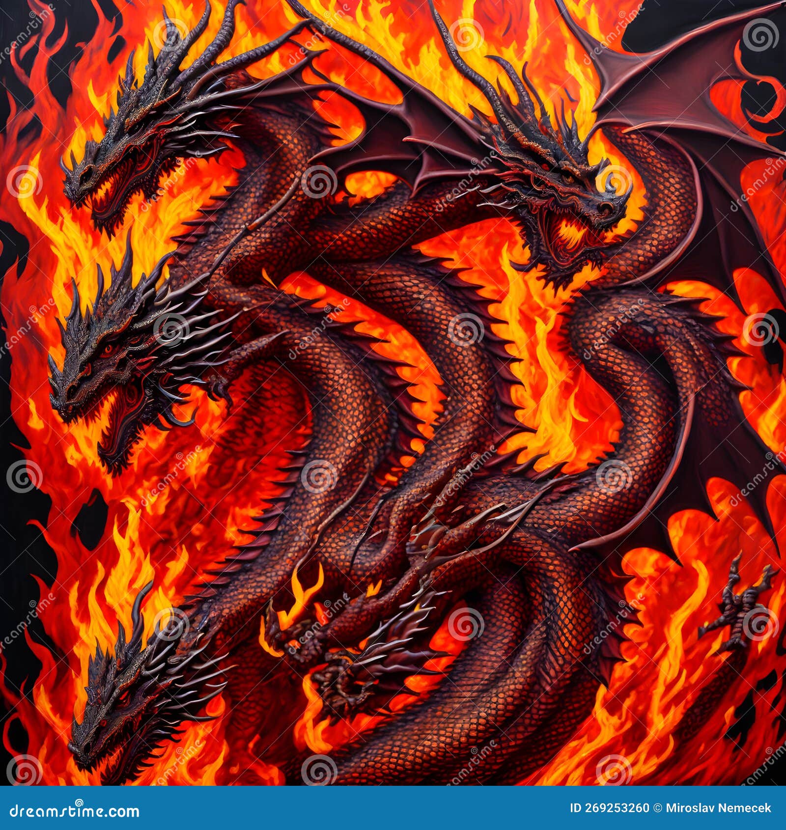 Dragon of Fire, Generative AI Illustration Stock Illustration ...