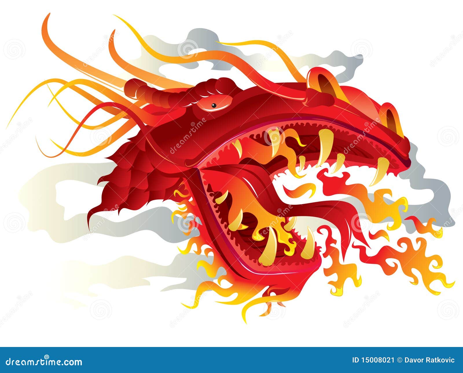Dragon fire head stock vector. Illustration of horns - 15008021