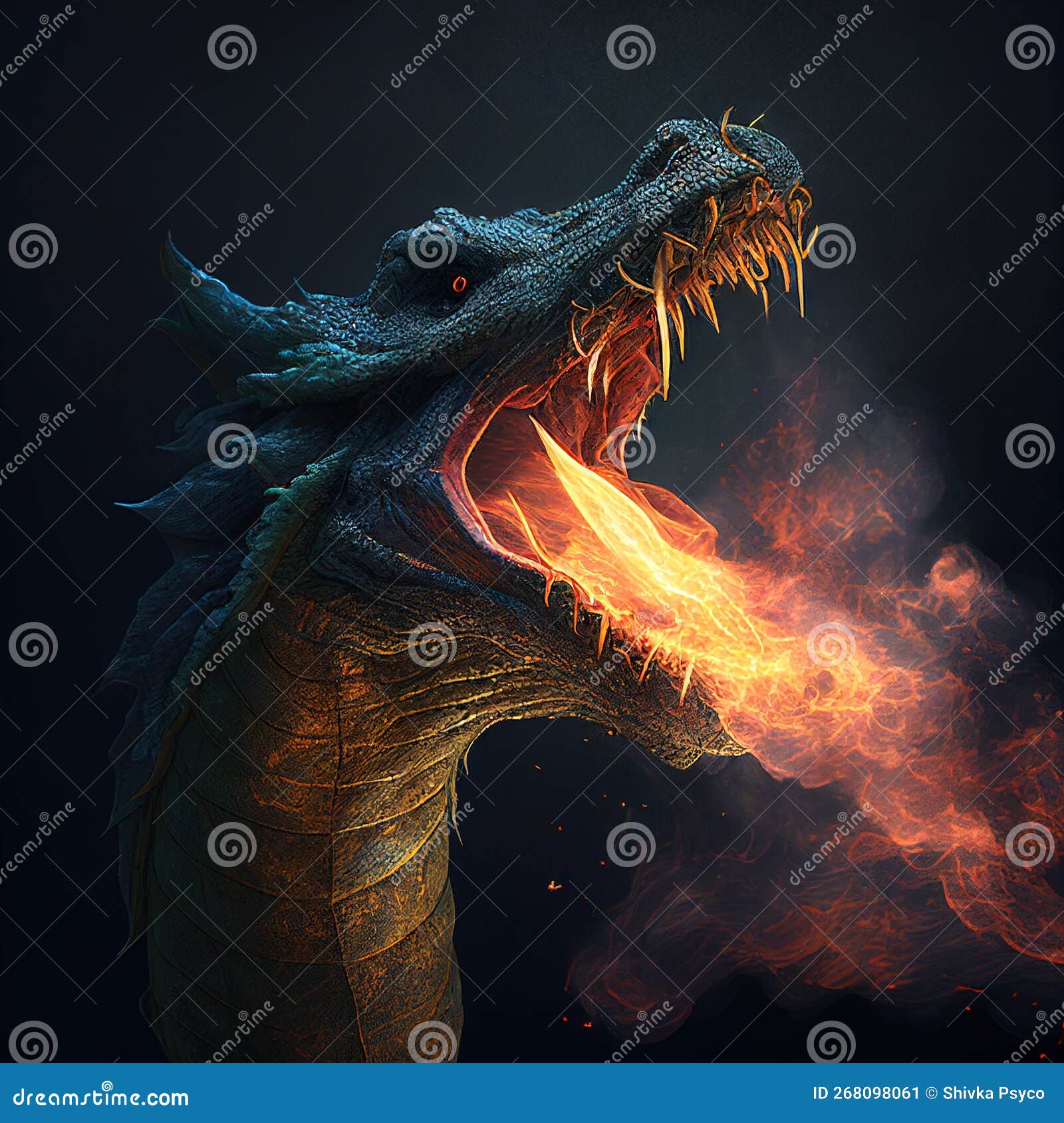 Dragon Of Fire, Generative AI Illustration Stock Photography ...