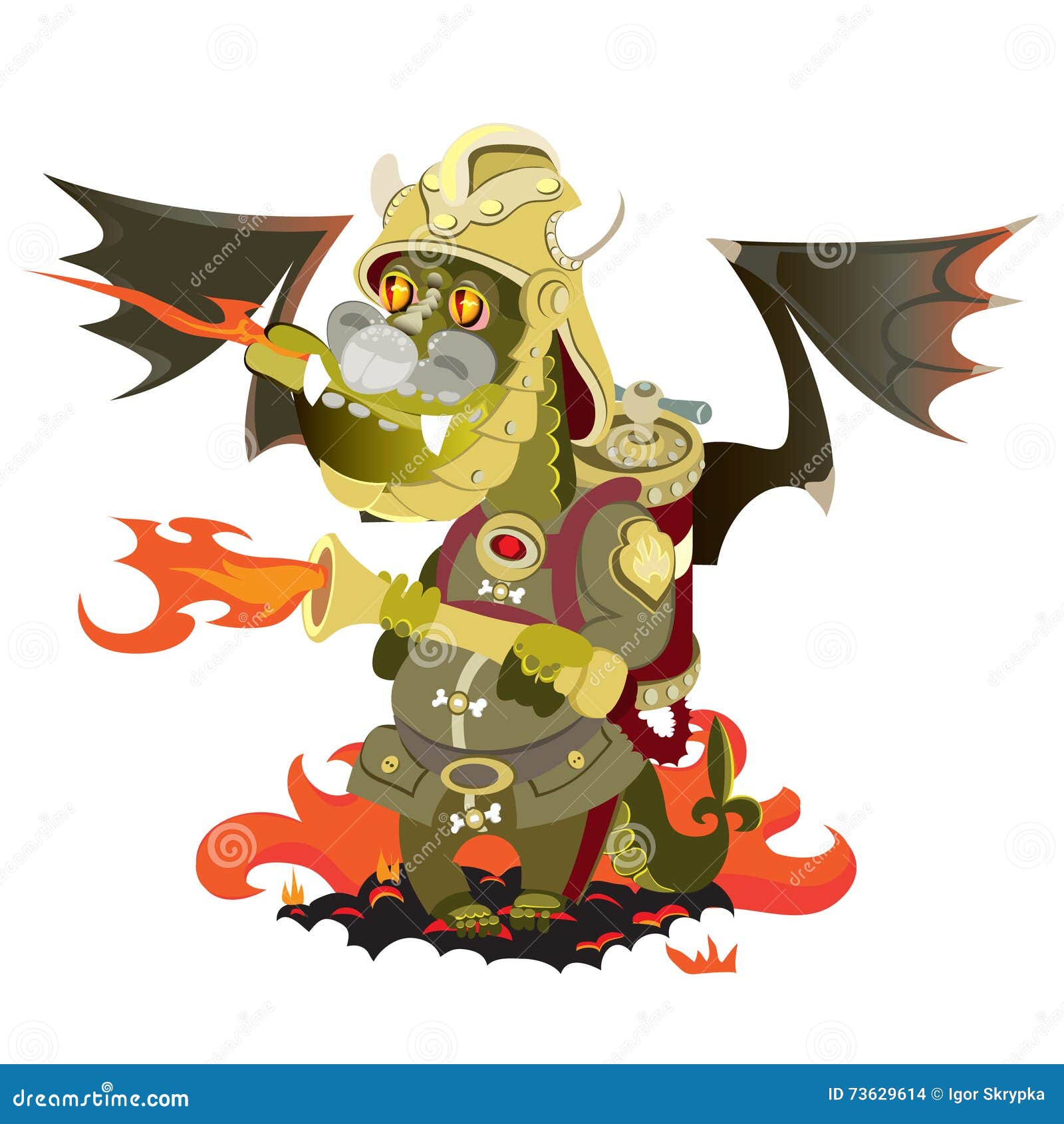 Dragon in a Fire that Puts Out . Stock Vector - Illustration of flying ...