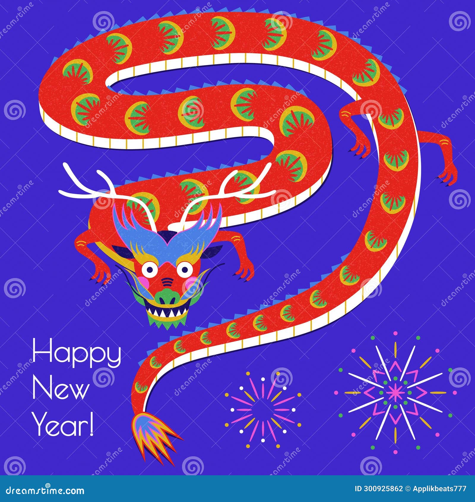 Dragon and Firework Element Set Stock Vector - Illustration of cultural ...