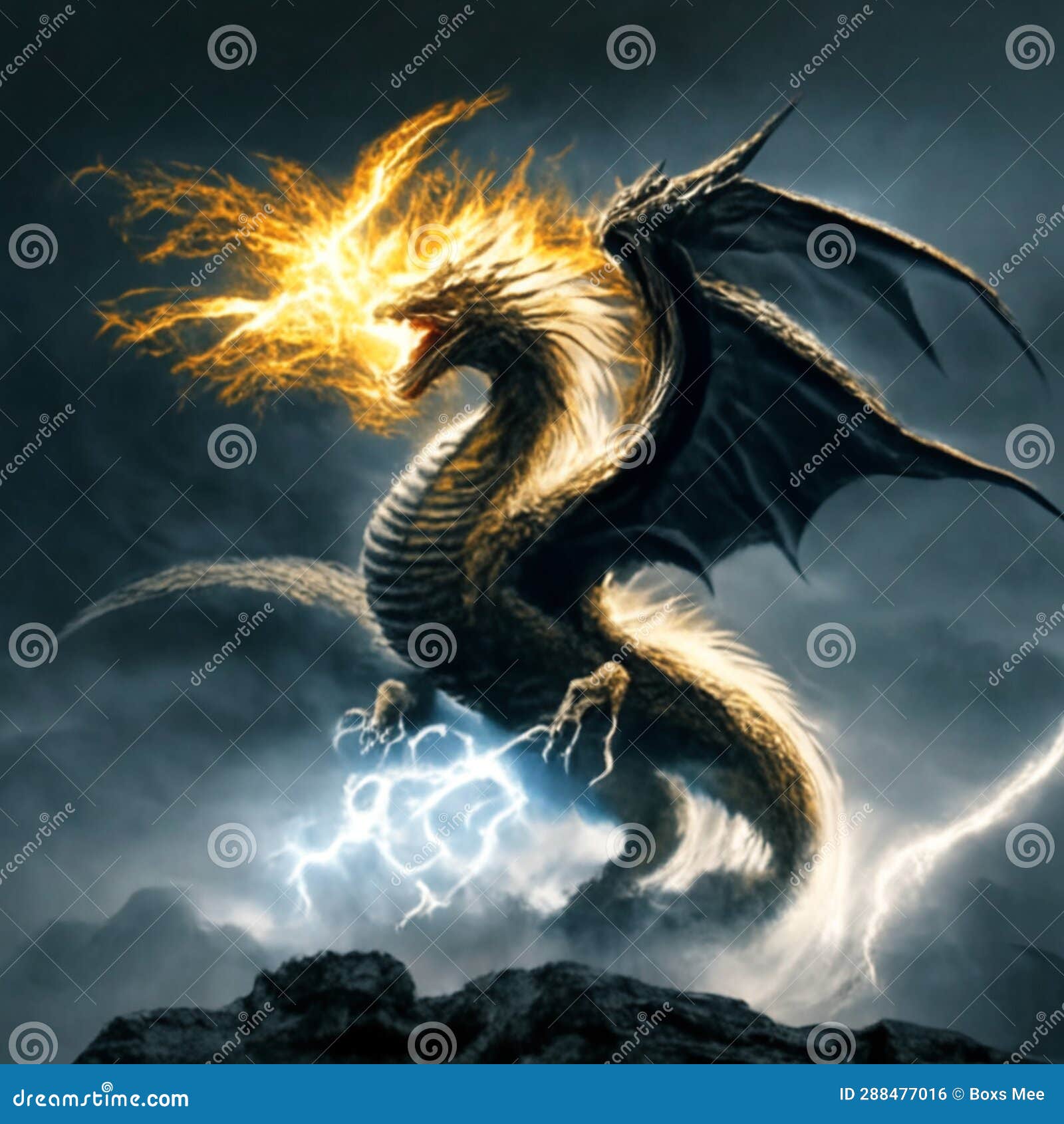 Dragon Flying in the Night Sky. 3d Rendering. Computer Digital Drawing ...