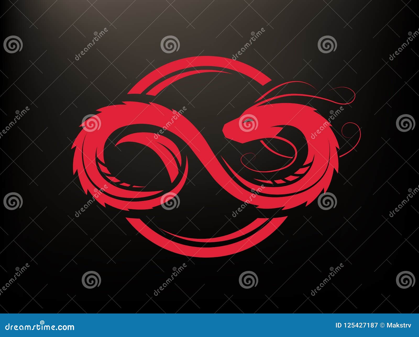 Dragon in the Form of Infinity, Circle Logo, Symbol. Stock Vector ...