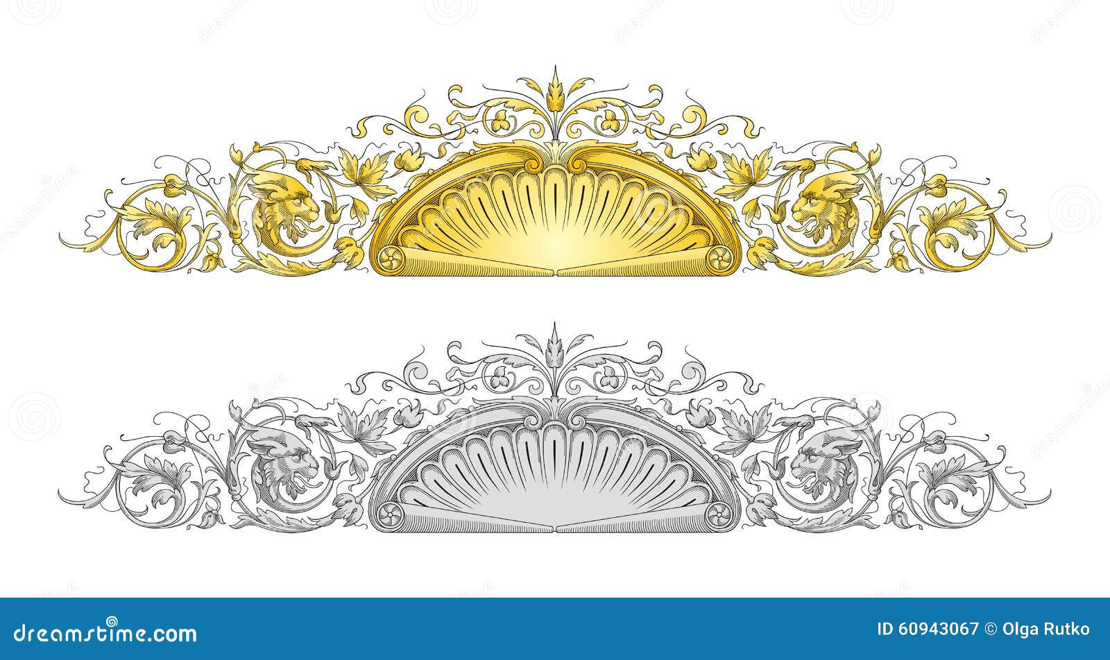 Dragon Frame Ornament stock vector. Illustration of leaves - 60943067