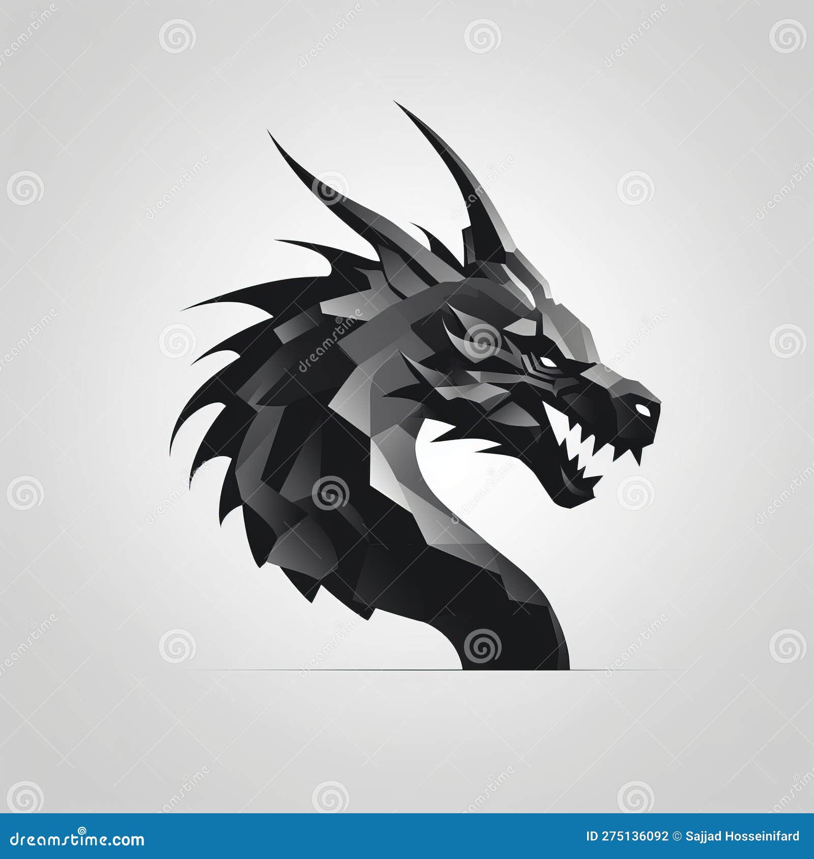 Dragon Front View Silhouette on White Background Stock Illustration ...