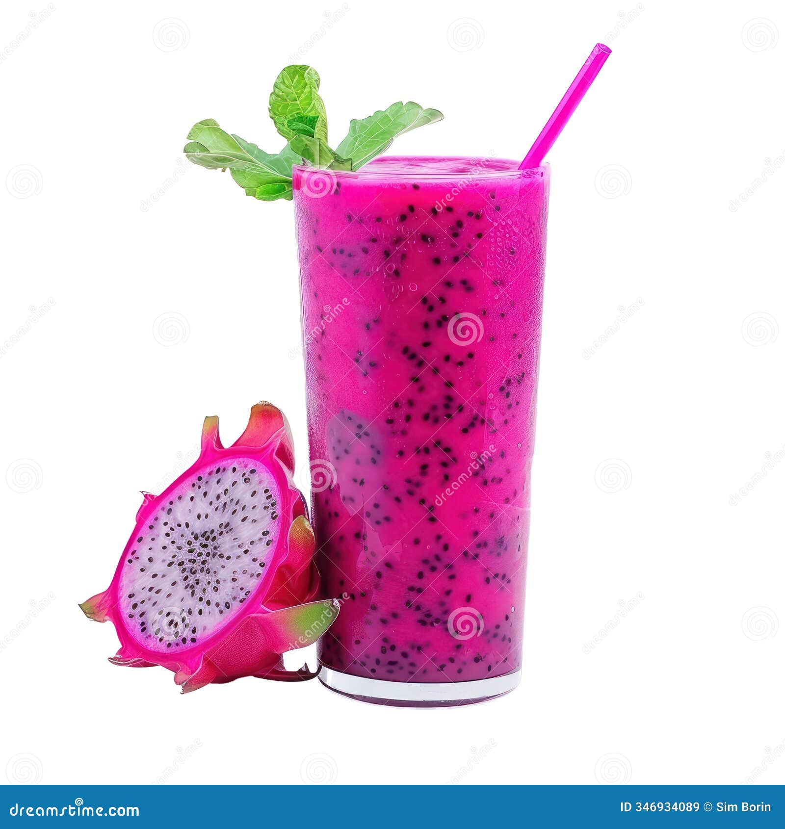 Dragon Fruit Juice Front View Isolate on Transparency Stock ...