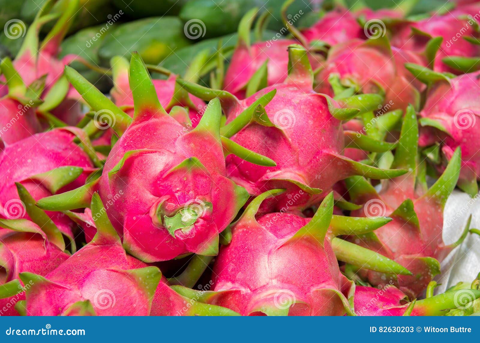 Dragon Fruit on Market Stand, Stock Image - Image of cactus, gourmet ...