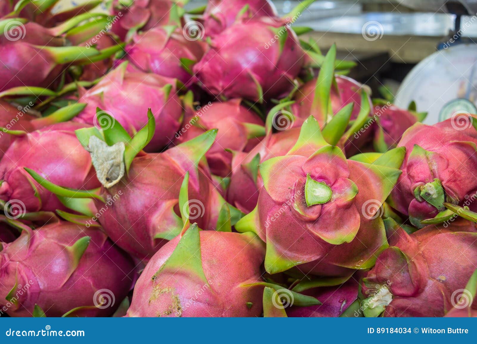 Dragon Fruit on Market Stand, Stock Photo - Image of health ...