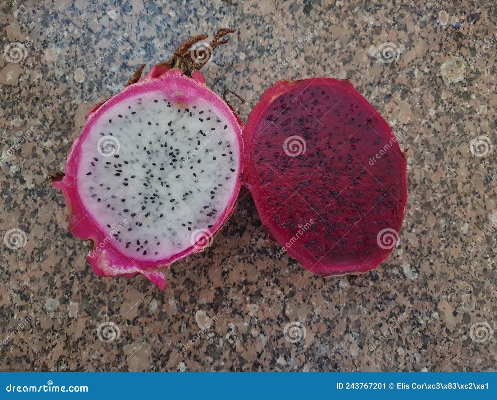 Dragon Fruit or Pitaya, Red and White Cut in Half, Stock Image - Image ...