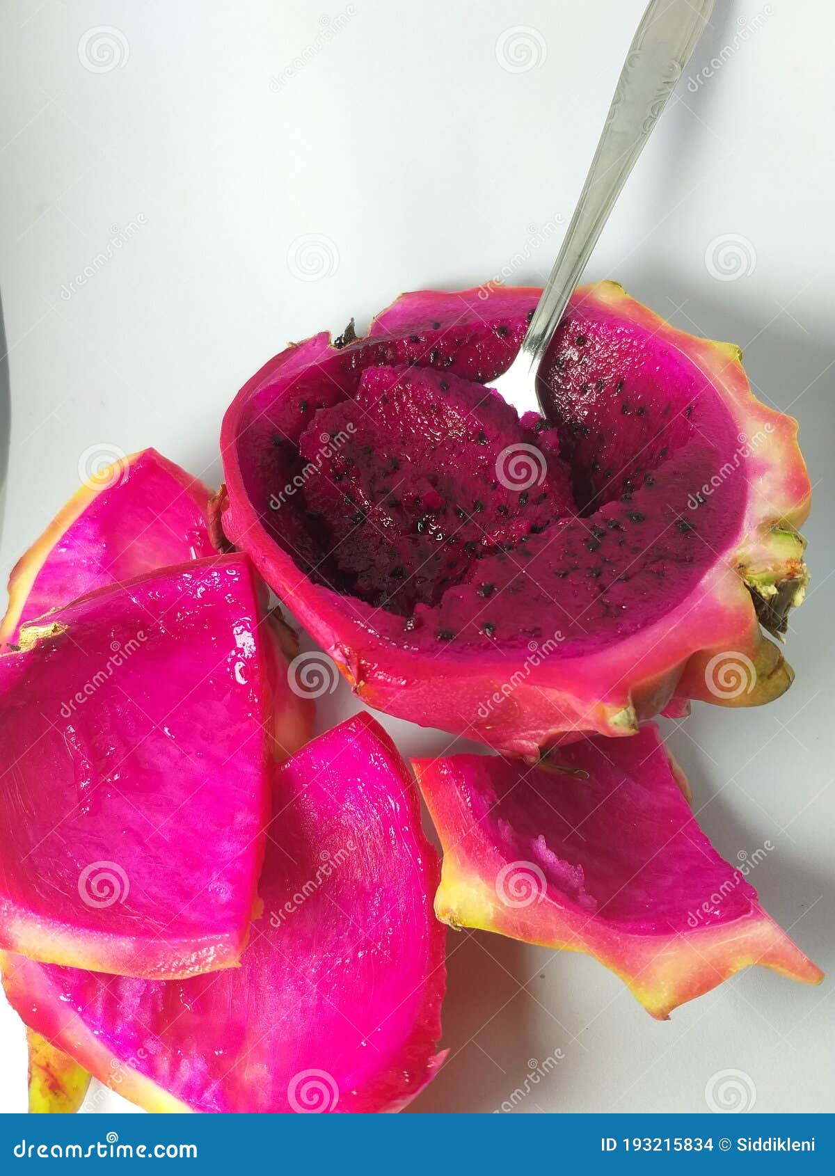 Dragon Fruit Rind. a Spoonful of Dragon Fruit Stock Photo - Image of ...