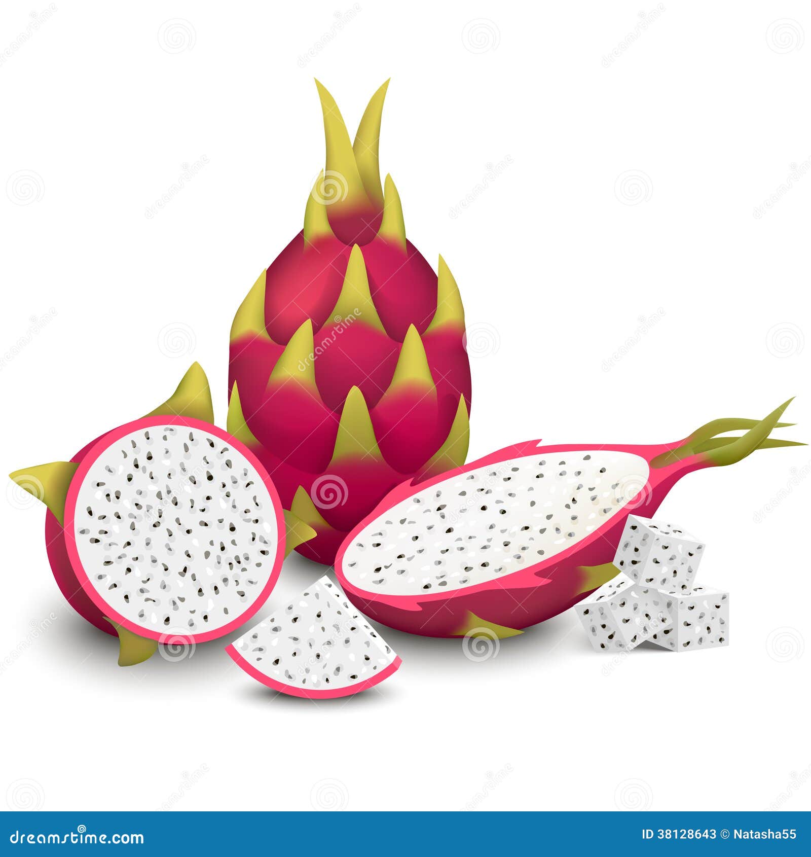 Dragon Fruit Vector Illustration Stock Vector - Illustration of pink ...