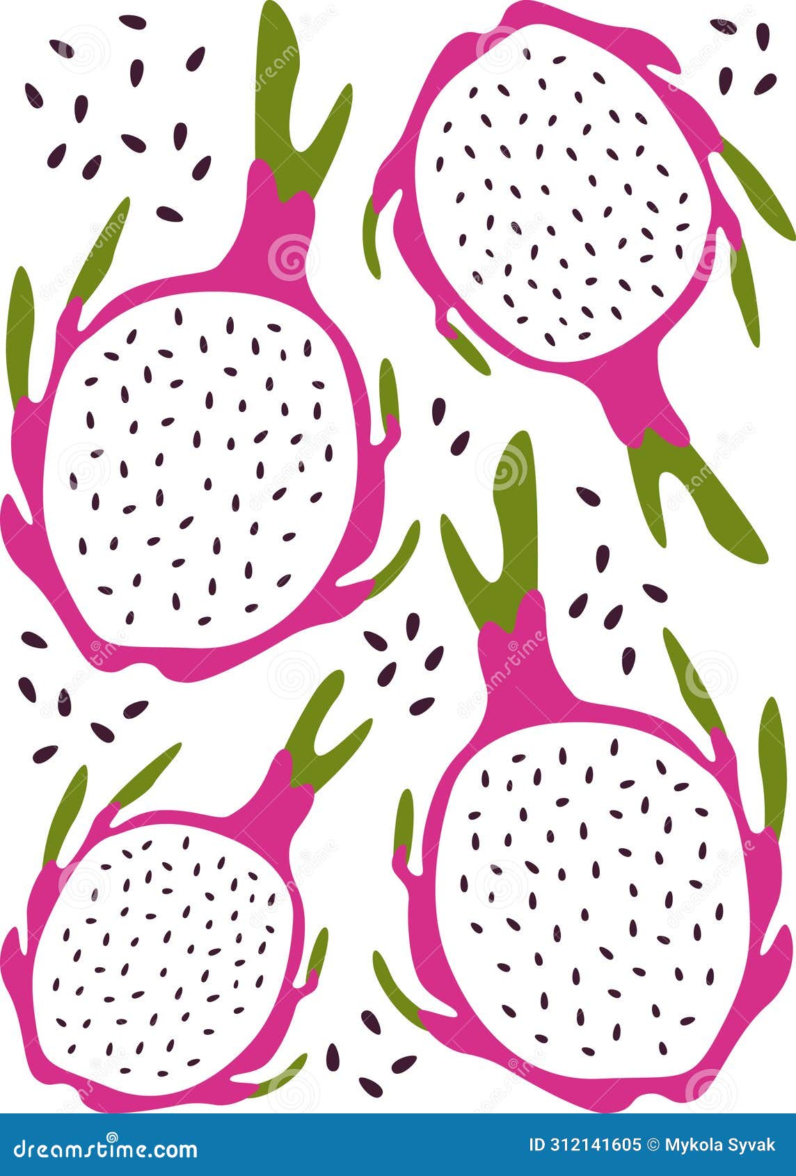 Dragon Fruits Pattern Background Stock Vector - Illustration of pitaya ...