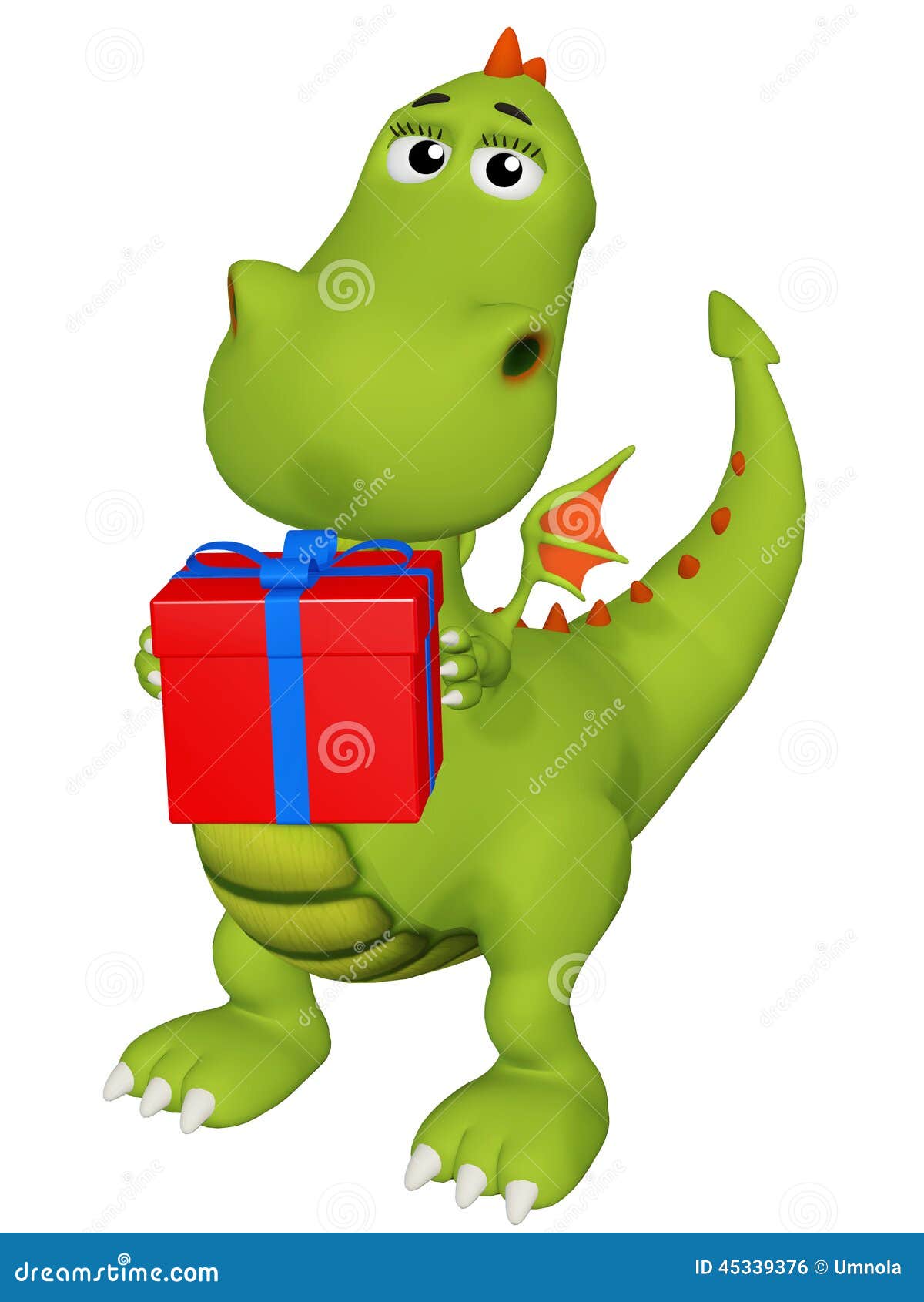 Dragon with a gift stock illustration. Illustration of colorful - 45339376