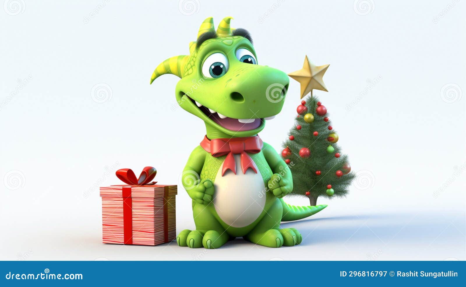 Dragon with a gift stock illustration. Illustration of figurine - 296816797