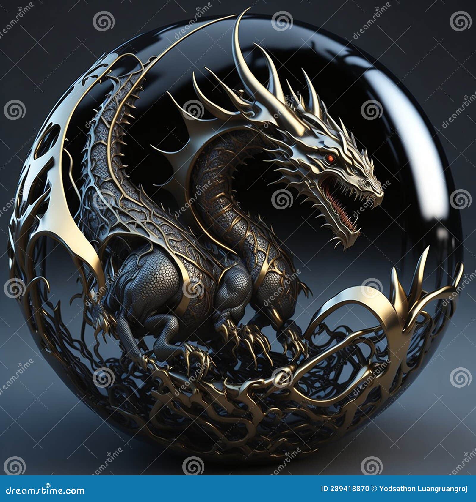 Dragon in a Glass Globe, Concept Art Stock Photo - Image of carving ...
