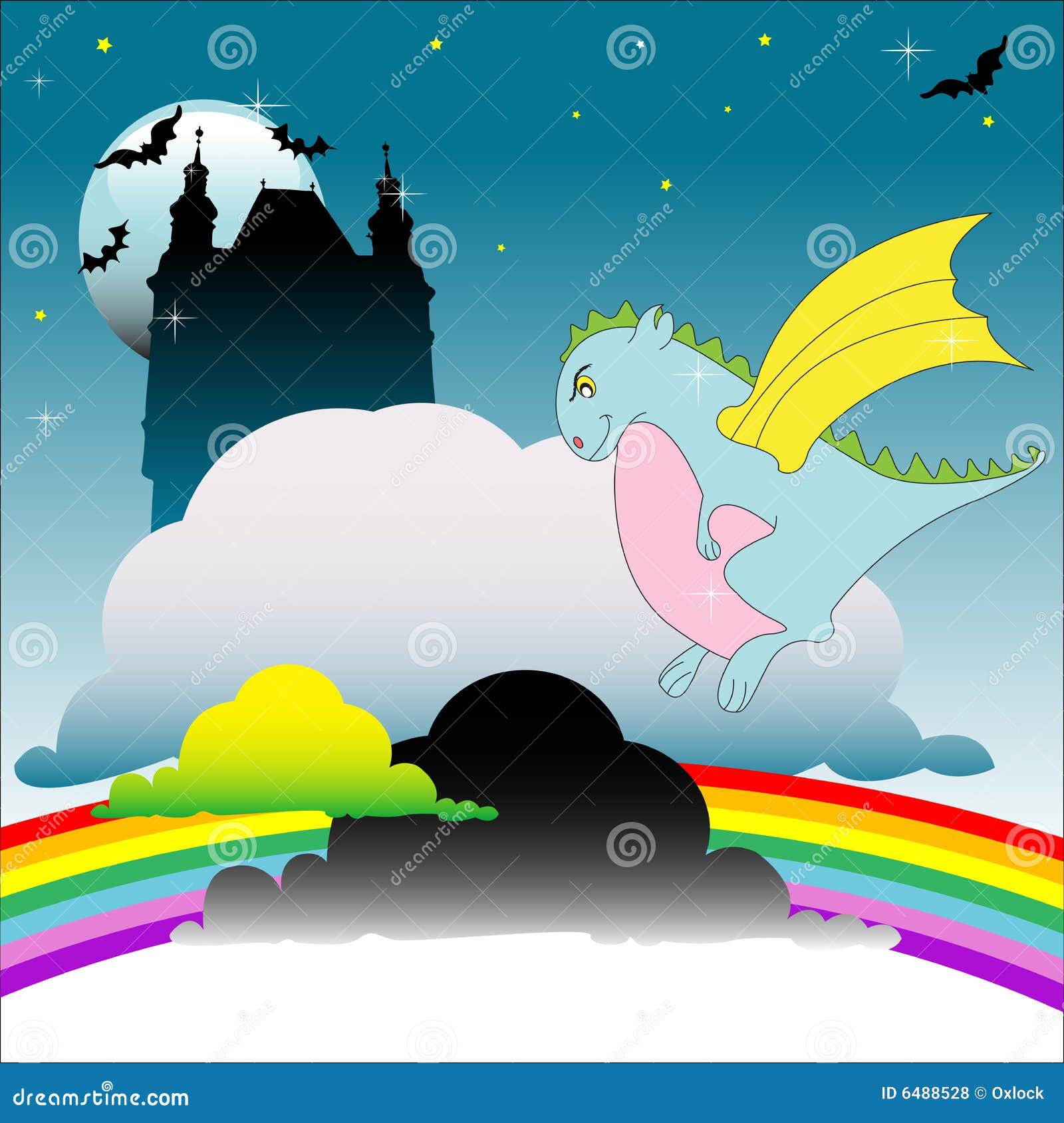 Dragon Guarding The Castle Vector Illustration | CartoonDealer.com #6488528