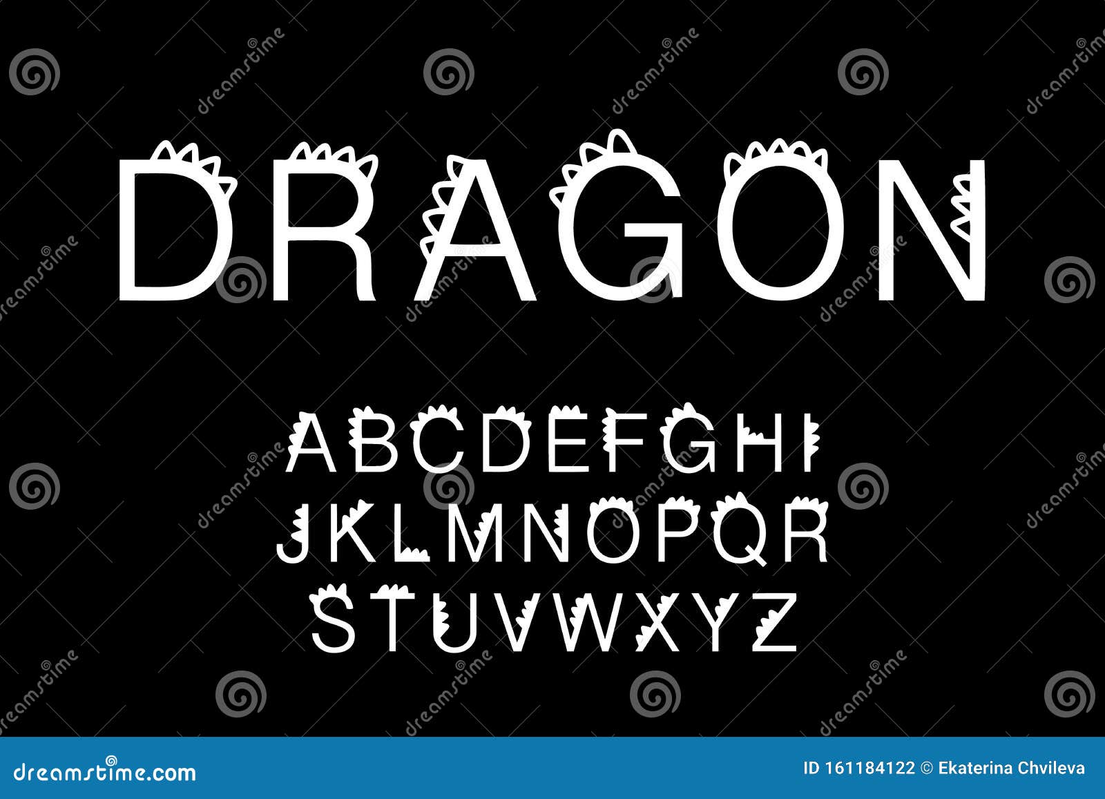 Dragon Hand Drawn Type Font in Cartoon Comic Style Sharp Back Elements ...