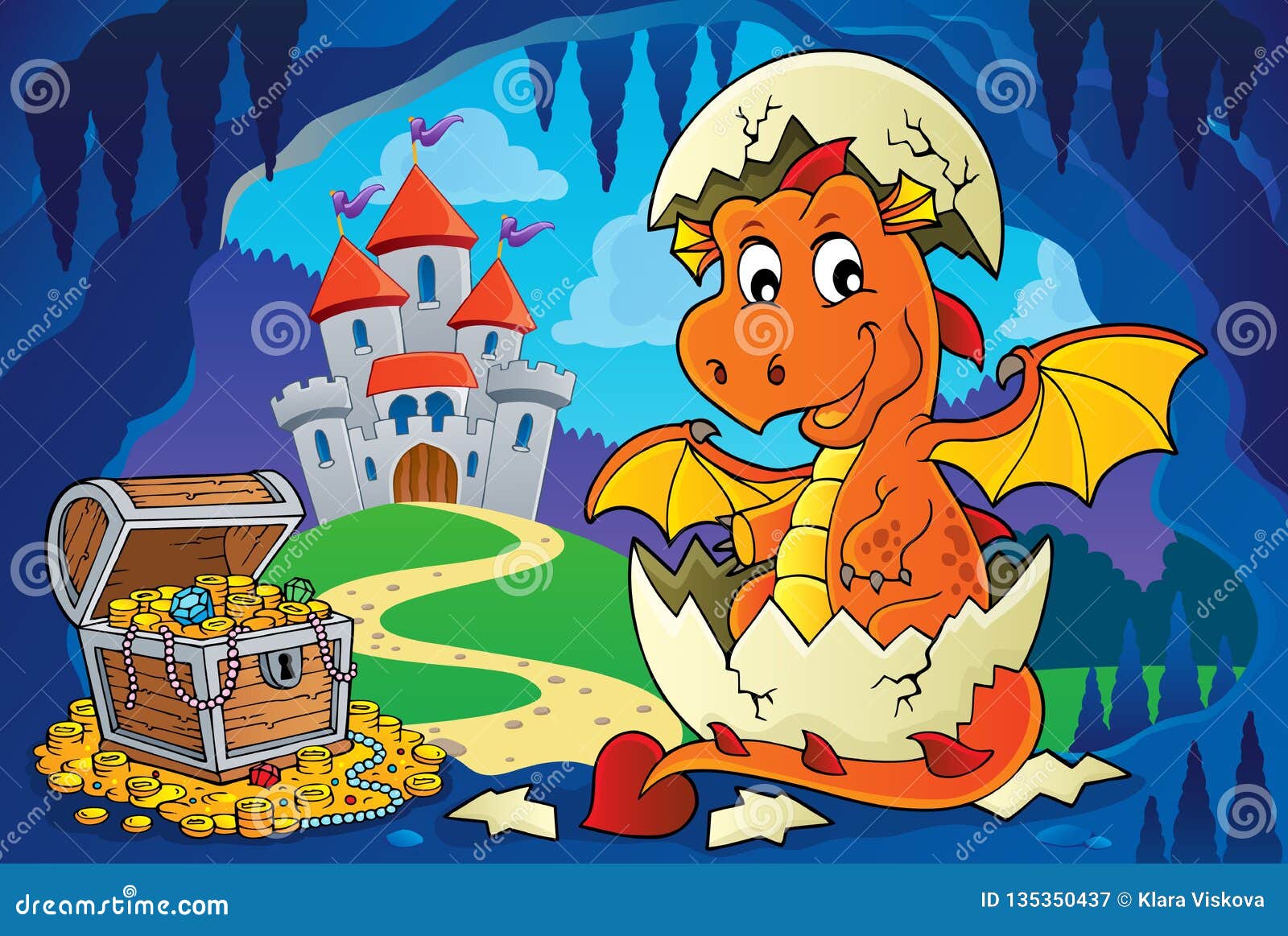 Dragon Hatching From Egg. Mythical Fire Dragon Egg Through Incubation ...