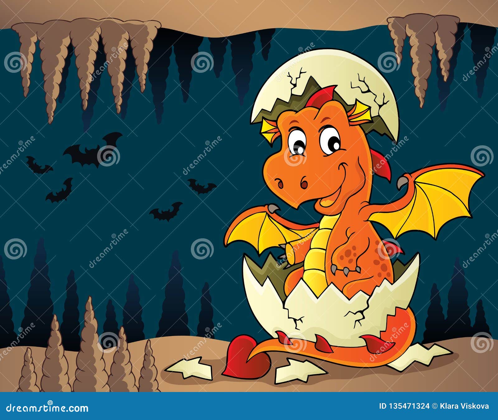 Dragon Hatching From Egg. Mythical Fire Dragon Egg Through Incubation ...