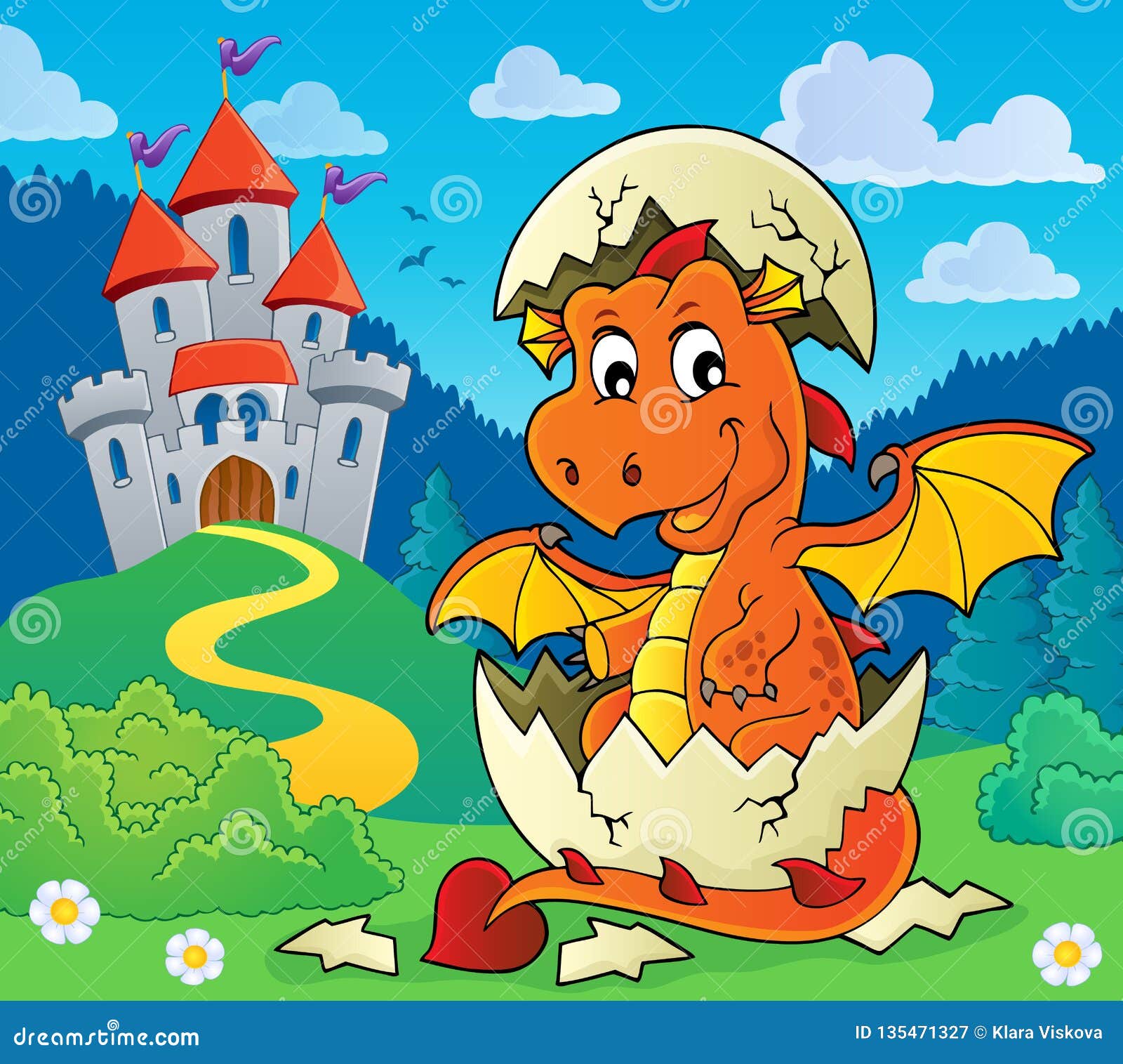 Dragon Hatching From Egg. Mythical Fire Dragon Egg Through Incubation ...