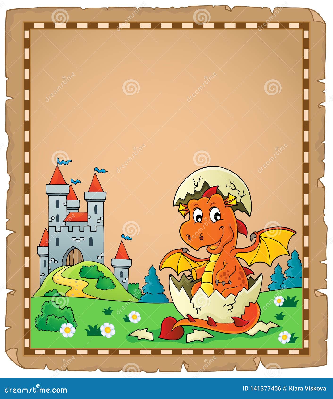 Dragon Hatching from Egg Parchment 2 Stock Vector - Illustration of ...