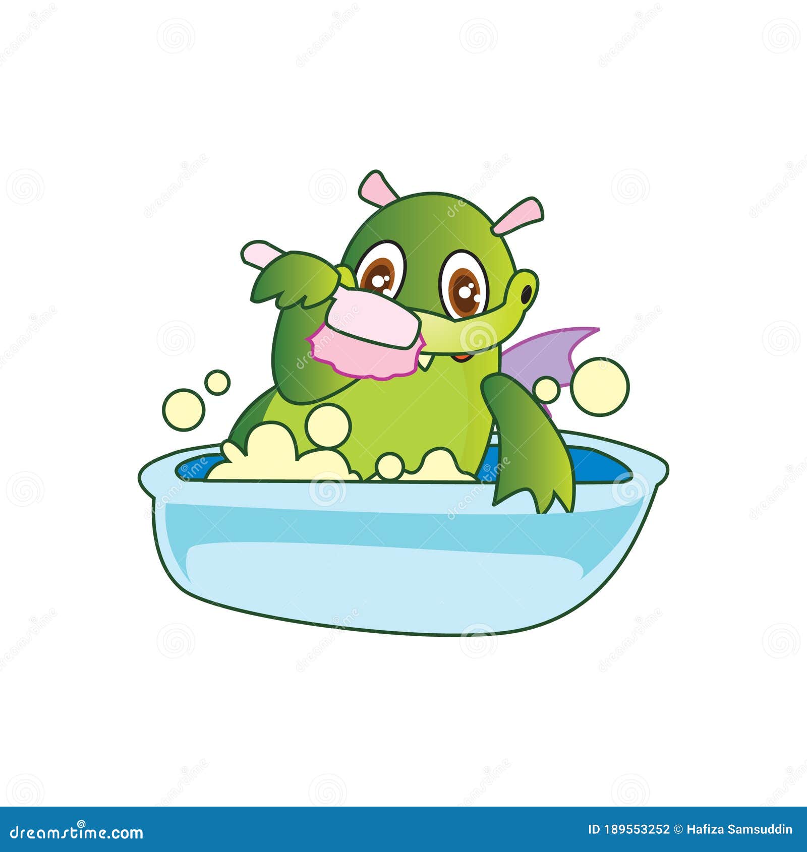 Dragon Having Bath. Vector Illustration Decorative Design Stock Vector ...