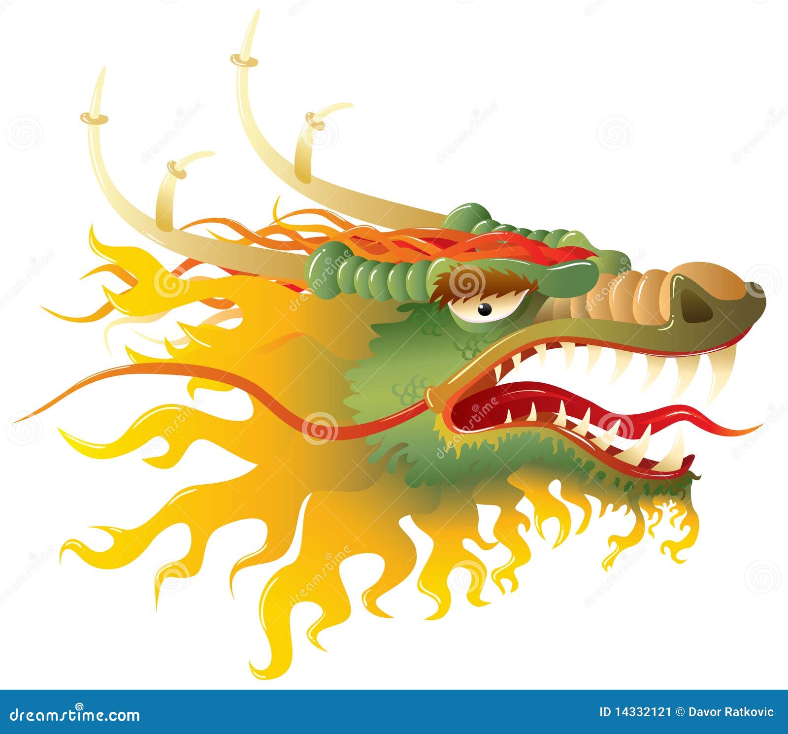 Dragon Head stock vector. Illustration of moustache, horns - 14332121