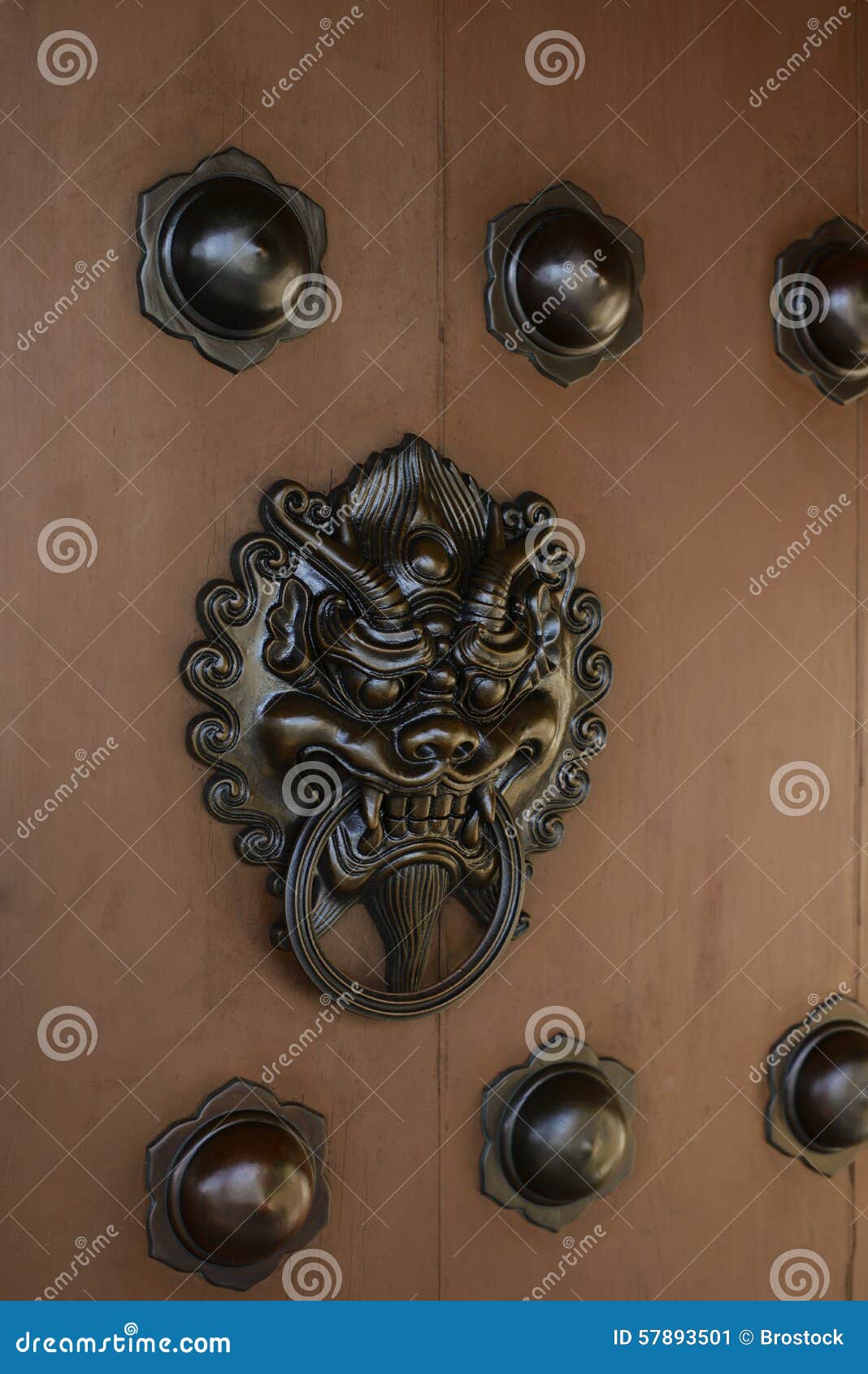 Dragon Head Brass Door Handle Stock Image - Image of culture, asia ...