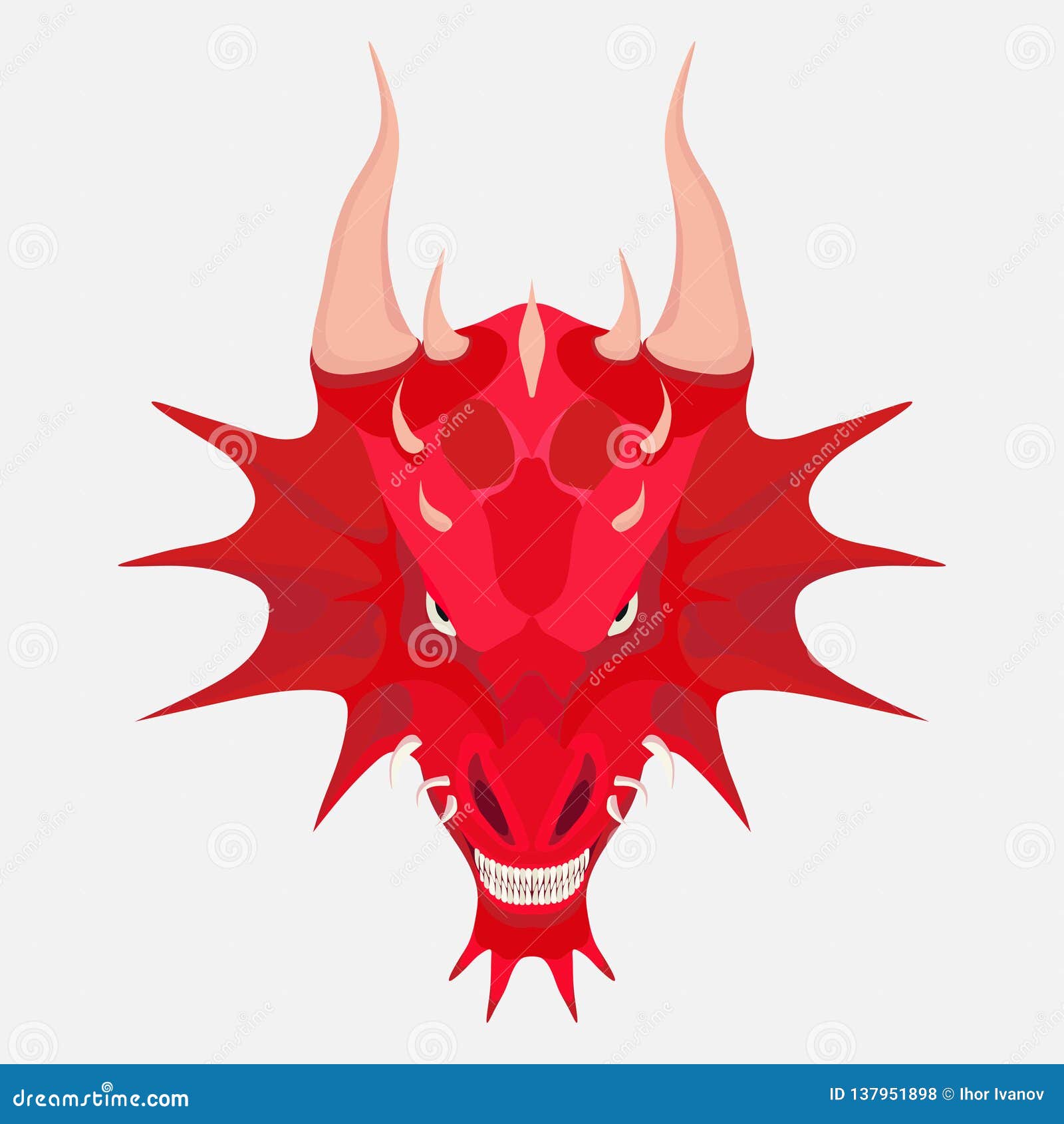 Dragon Head, Cartoon Design, Flat Style Stock Illustration ...