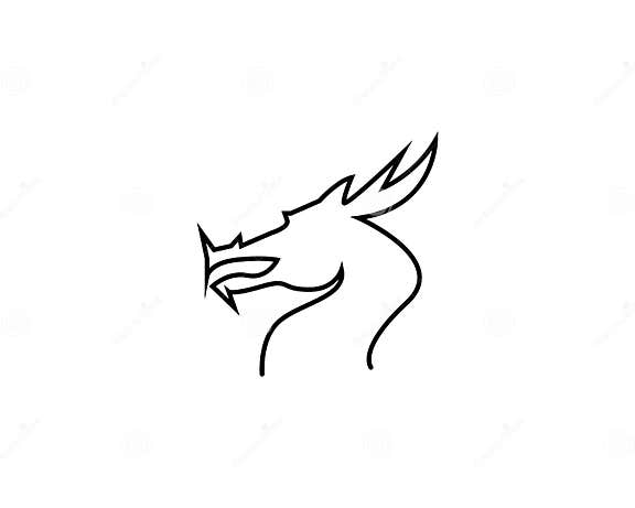 Dragon Head Line Vector Illustration Stock Vector - Illustration of ...