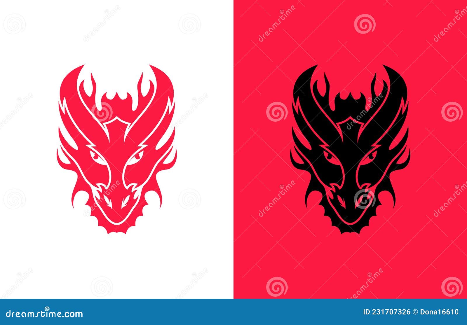Dragon head logo stock vector. Illustration of horns - 231707326