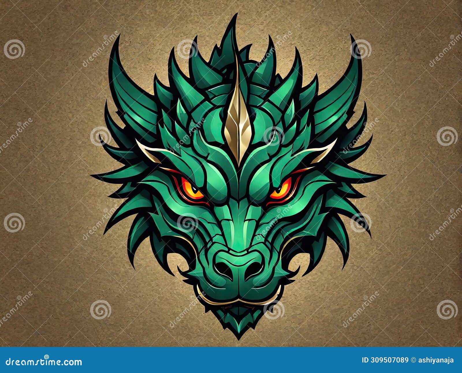Dragon Head Logo Vector Illustration Stock Illustration - Illustration ...