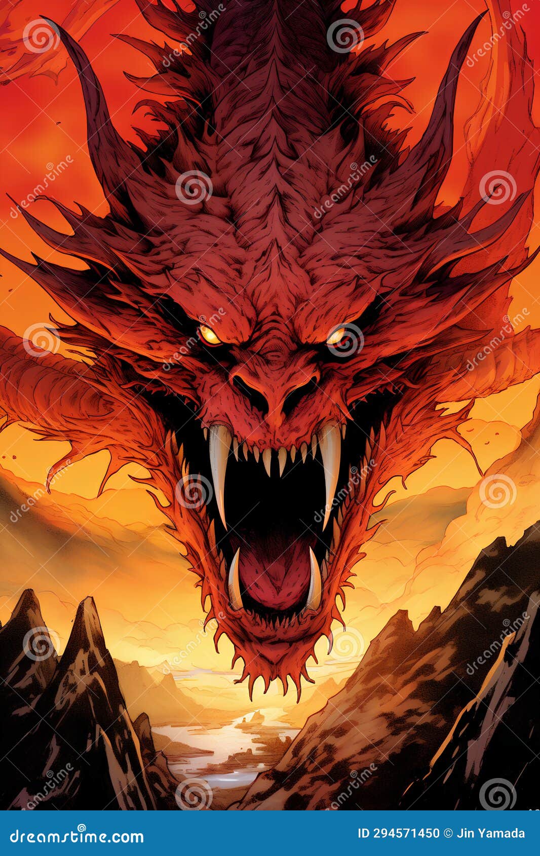 Dragon Head with Sharp Teeth and Sharp Teeth in the Background of ...