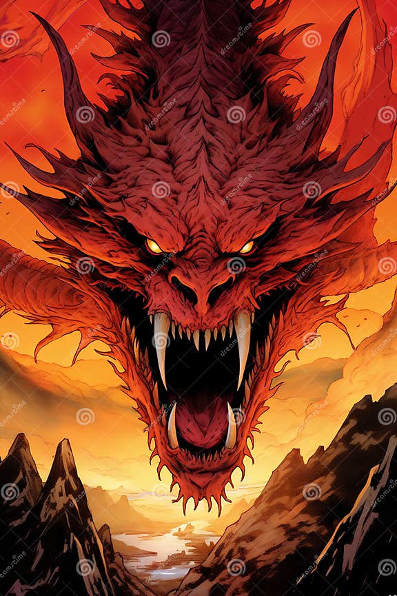 Dragon Head with Sharp Teeth and Sharp Teeth in the Background of ...