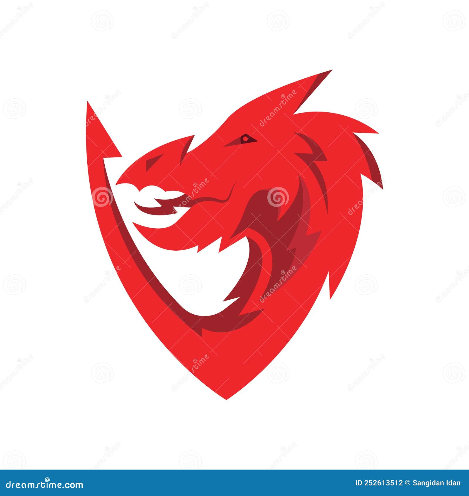 Dragon Head Shield Concept Design Vector Illustration Stock Vector ...