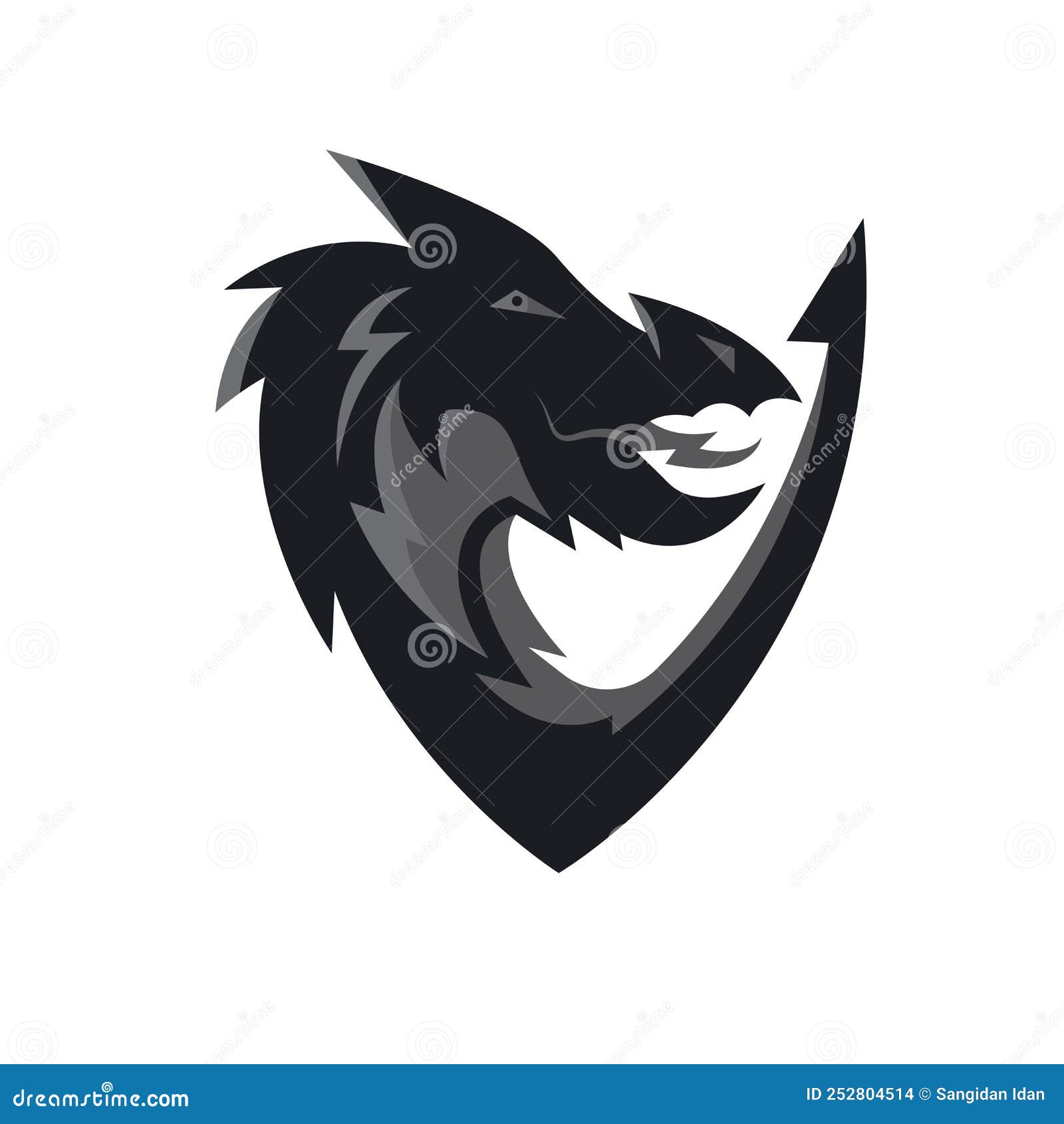 Dragon Head Shield Concept Design Vector Illustration Stock Vector ...