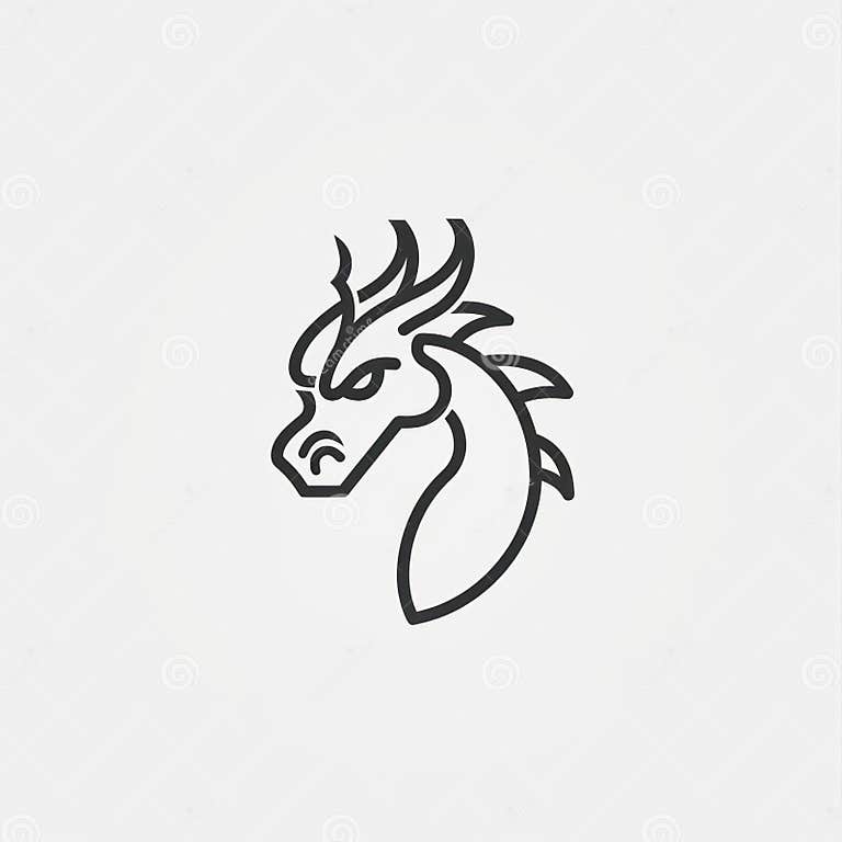Dragon Head Simple Logo Monoline Style Solid Flat Color Stock ...