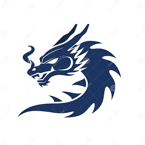 Dragon Head Simple Logo Monoline Style Solid Flat Color Stock Illustration - Illustration of ...