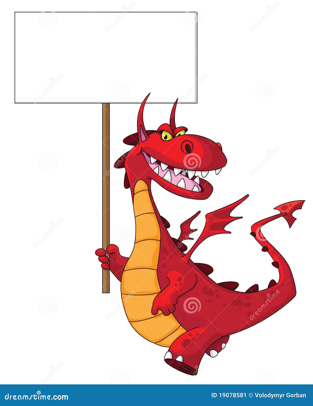 Dragon Holding a Blank Sign Stock Vector - Illustration of prehistoric ...