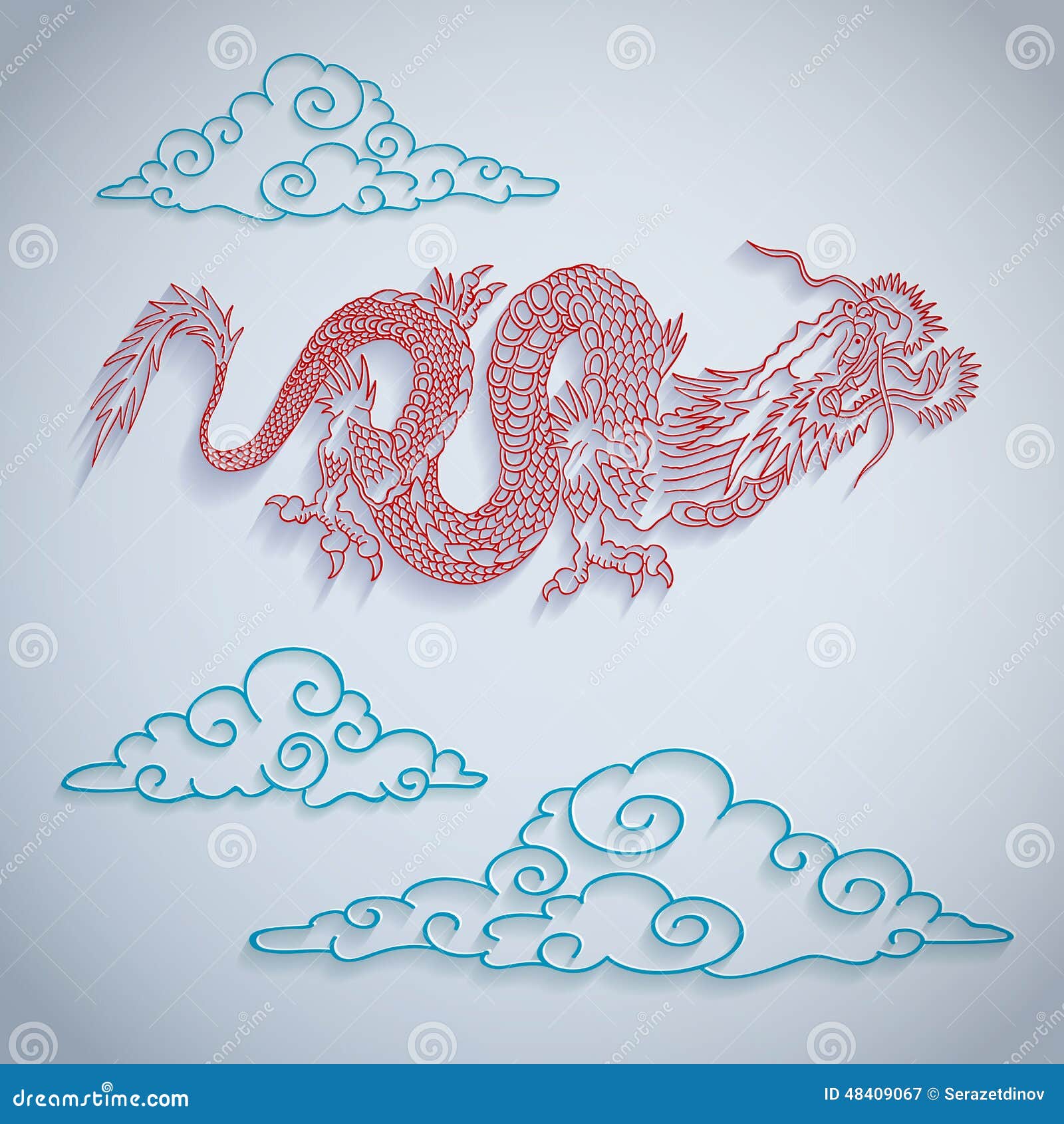 Dragon stock vector. Illustration of mythical, papercut - 48409067