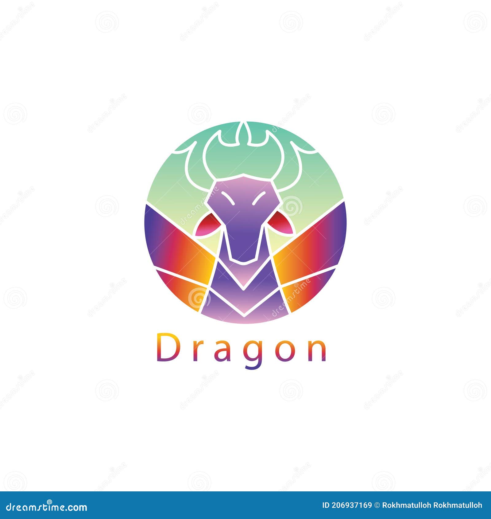 Dragon Illustration Outline Logo Abstract Color Design Vector Stock ...