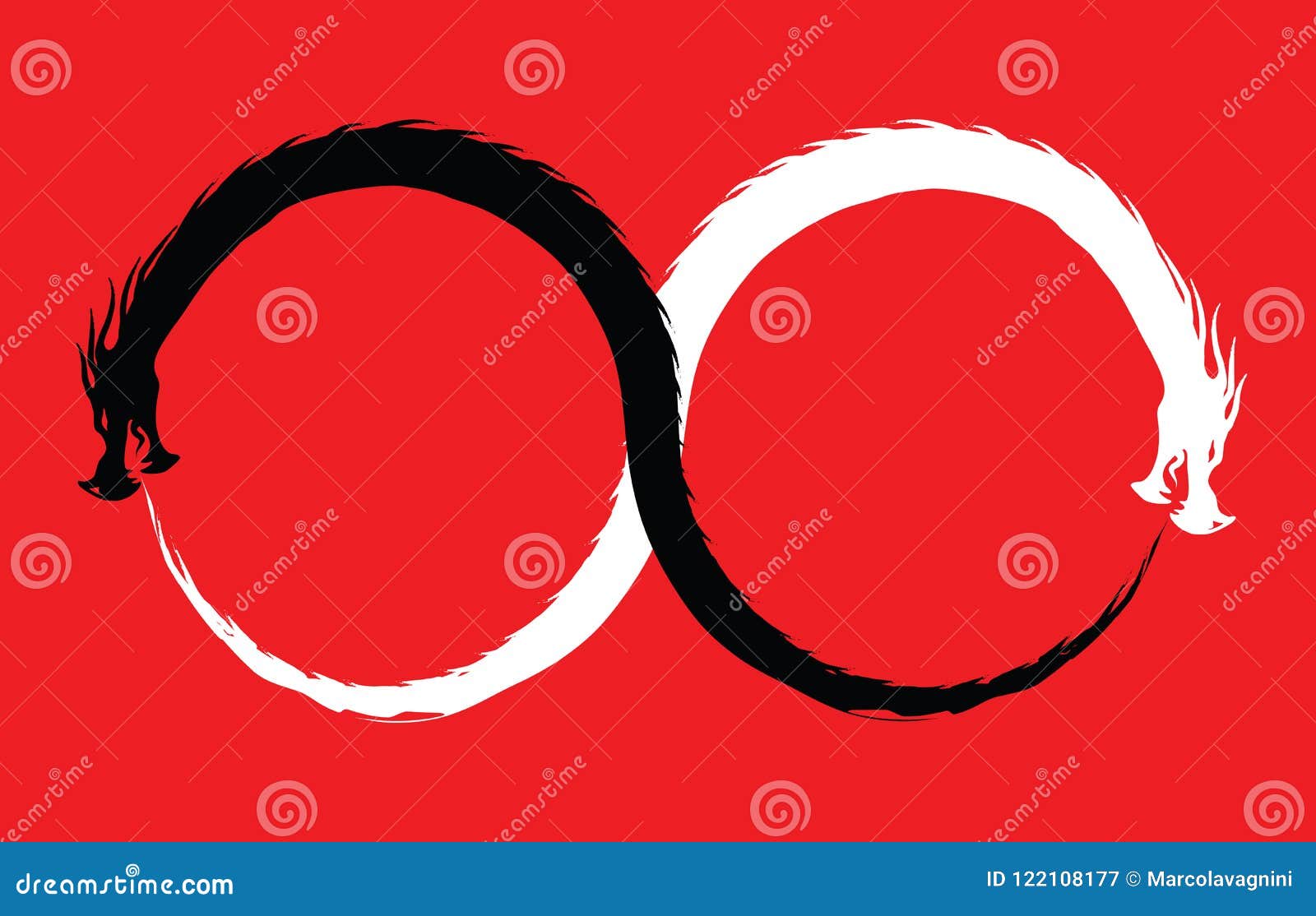 Dragon Infinity Symbol Doble Ilustración del Vector - Ilustración de ...