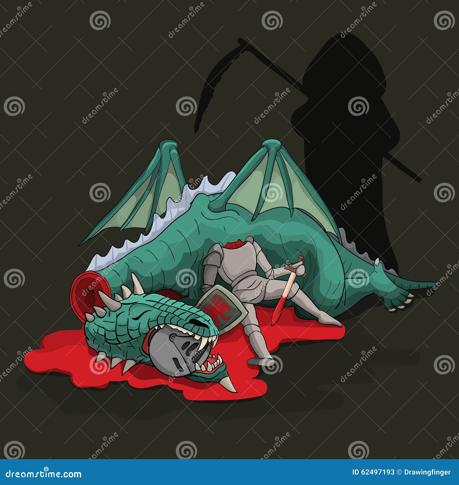Dragon and Knight stock vector. Illustration of cape - 62497193
