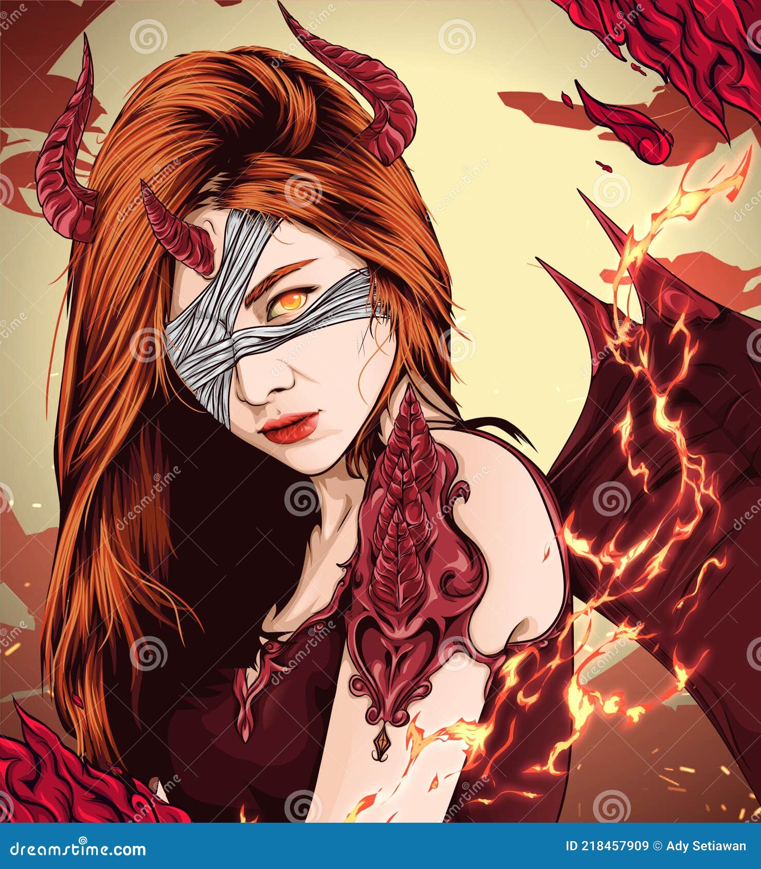 Dragon Lady from the Darkness Stock Illustration - Illustration of ...