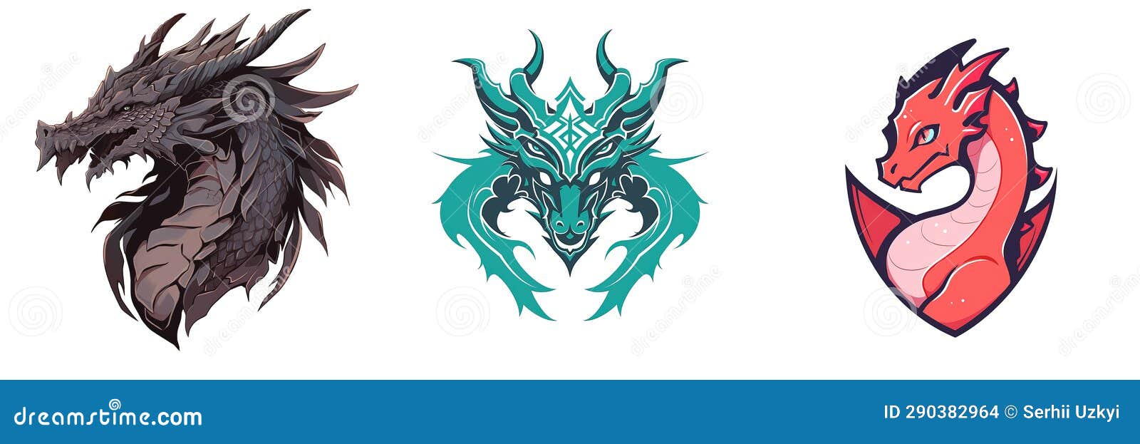 Dragon Logo 2D AI Generated Stock Illustration - Illustration of ...