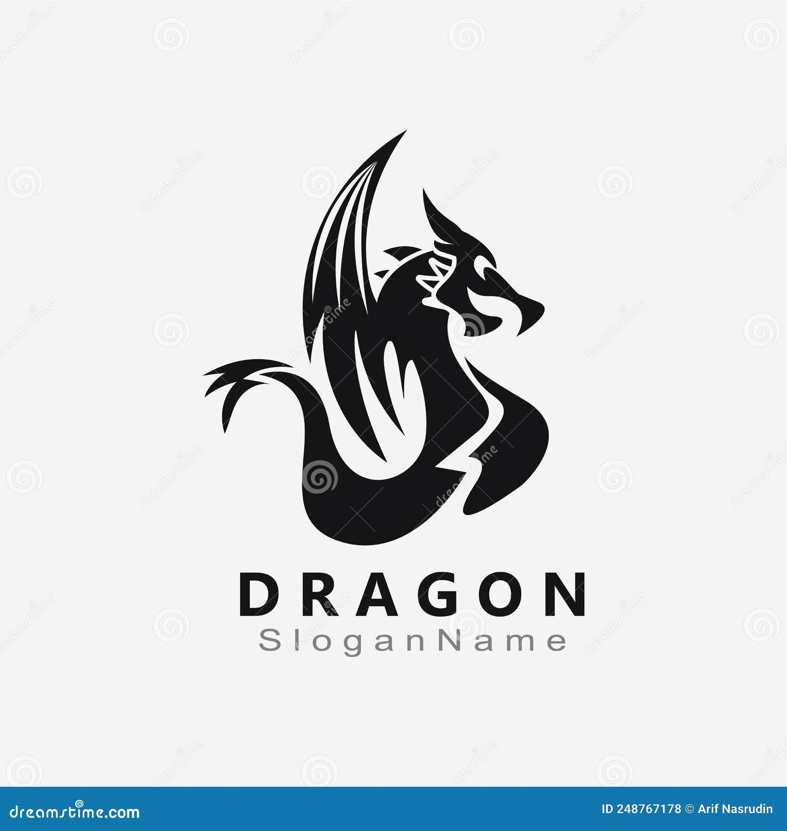 Dragon Logo Design Minimalist Unique Vector Template Stock Illustration ...