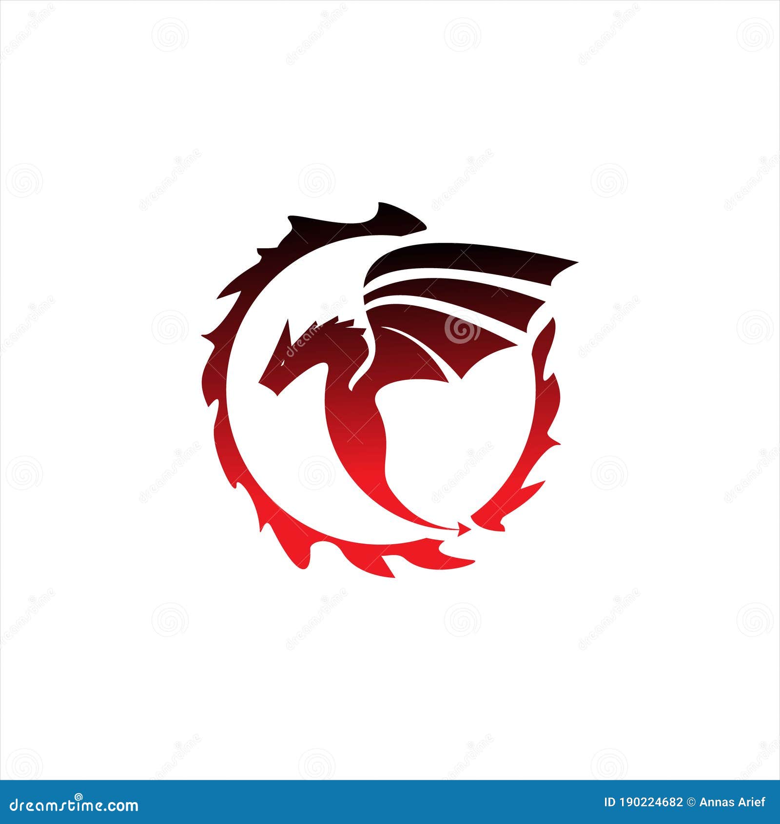 Dragon Logo Simple Vector in Round Flame Frame Stock Vector ...