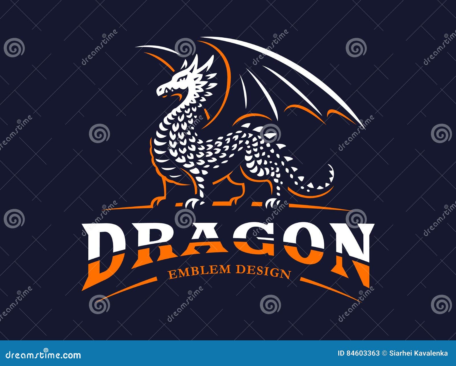 Dragon Logo - Vector Illustration, Emblem on Dark Background Stock ... Dragon Logo - Vector Illustration, Emblem on Dark Background Stock ...