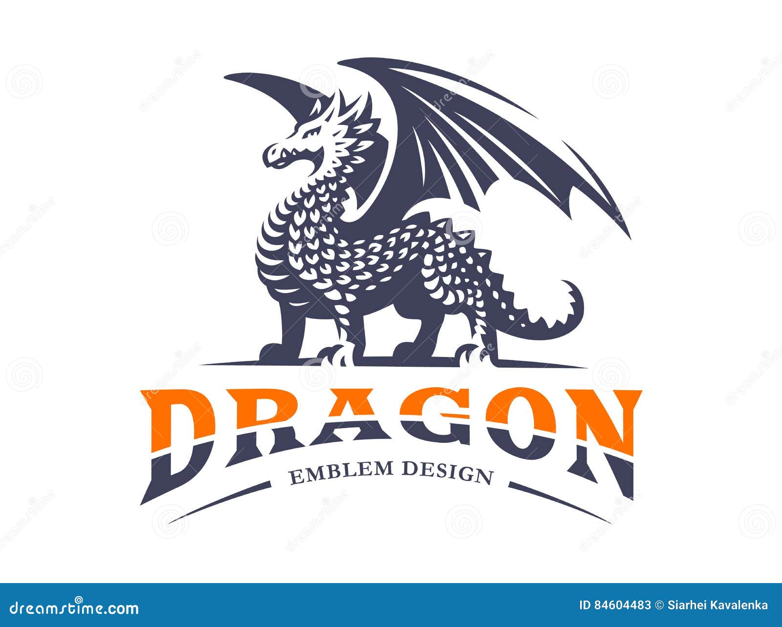 Dragon Logo, Medieval Twin Head Logo, Old, Vintage Template Vector ...